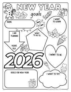 Free 2026 Happy New Year Coloring Pages Printable PDF