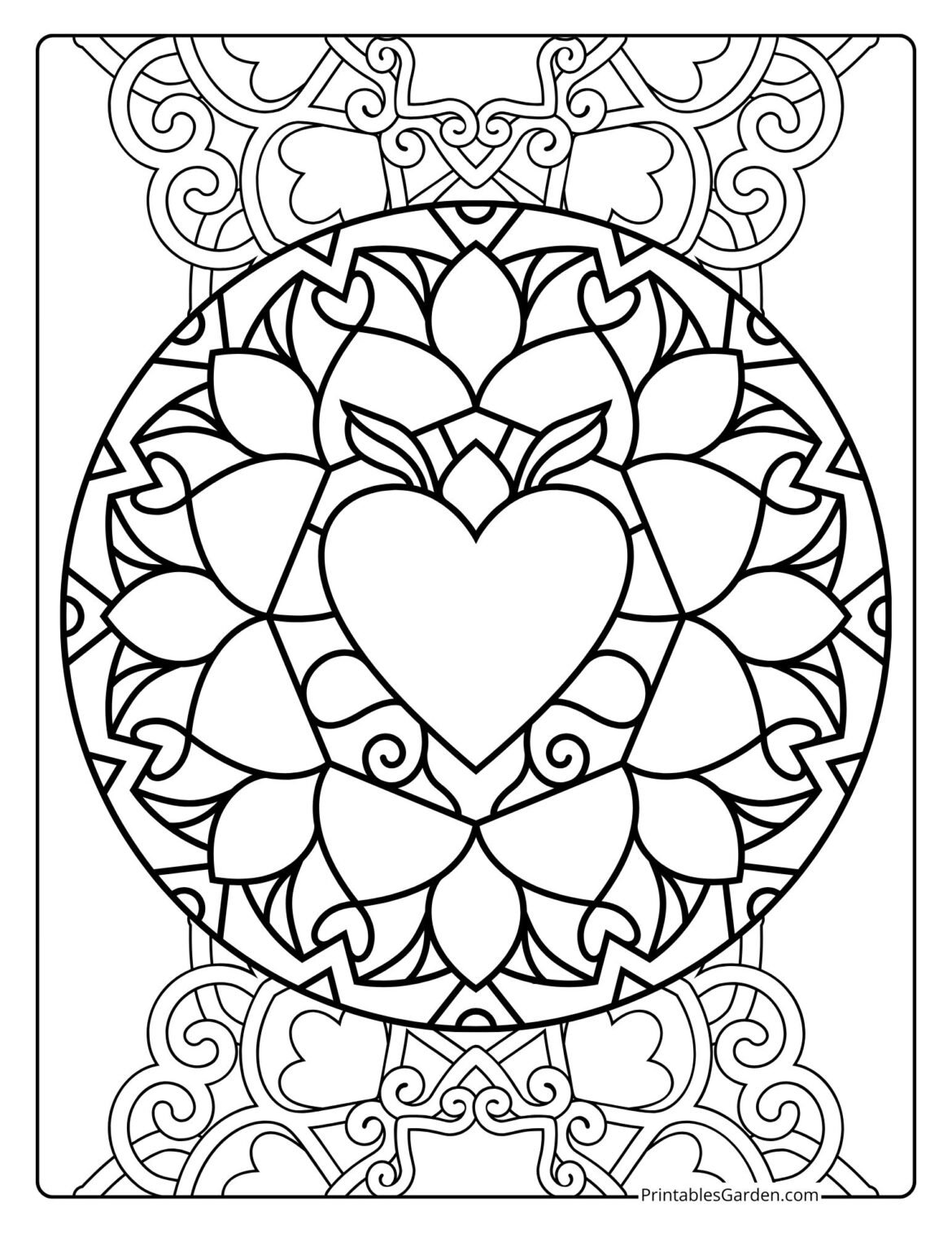 Free Heart Mandala Coloring Pages Printable PDFs