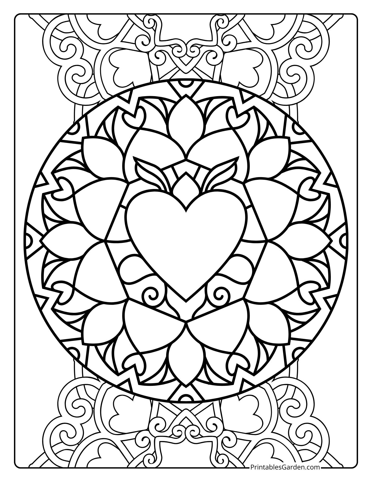 Free Heart Mandala Coloring Pages Printable PDFs