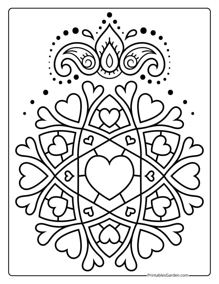 Free Heart Mandala Coloring Pages Printable PDFs